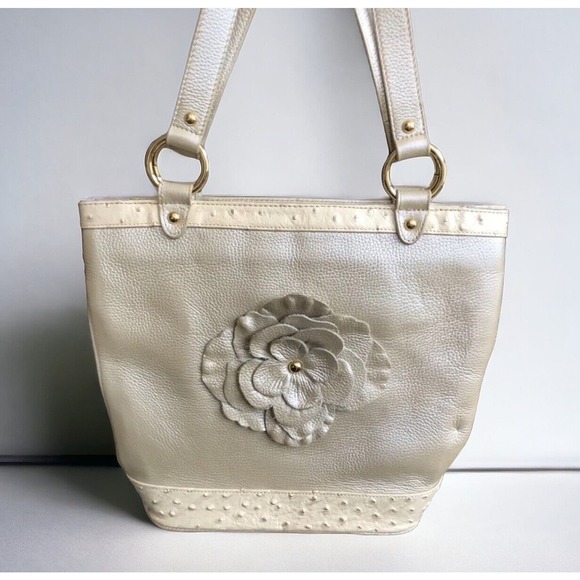 Isabella Adams | Bags | Isabella Adams Pebbled Leather Ostrich Tote ...